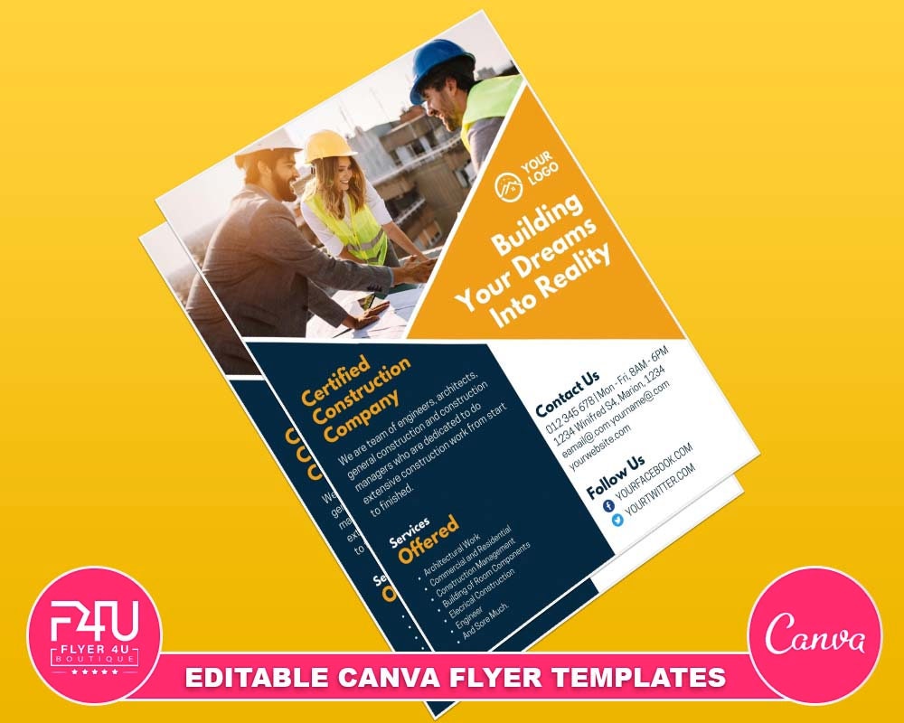 Concrete Business Flyers, DIY Canva Concrete Business Flyers, Editable ...
