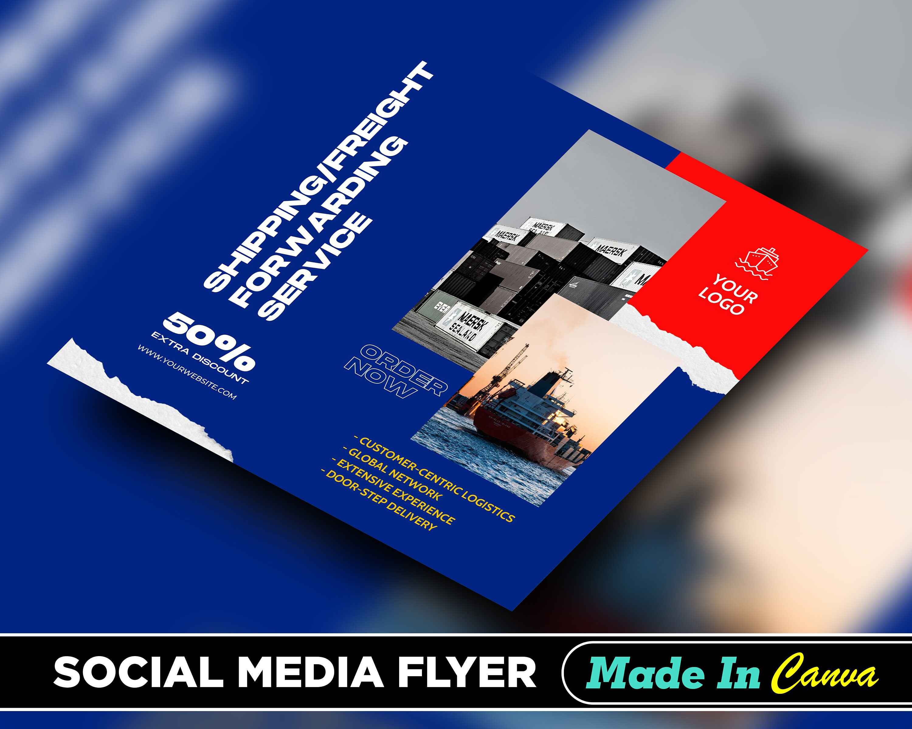 Shipping Freight Forwarding Flyer, DIY Canva Shipping Freight ...