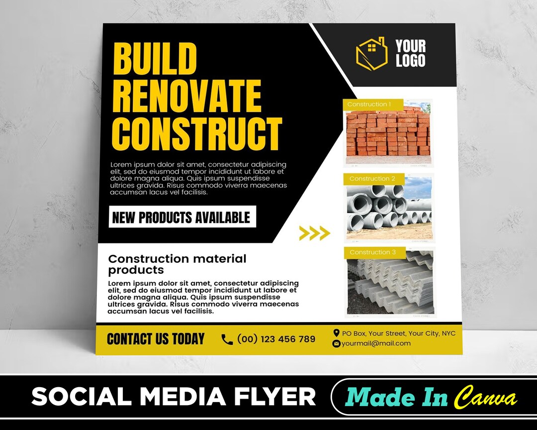 General Contractor Flyer, DIY Canva General Contractor Flyer Template ...