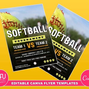 Softball Flyers, DIY Canva Softball Flyers, Editable Canva US Letter ...
