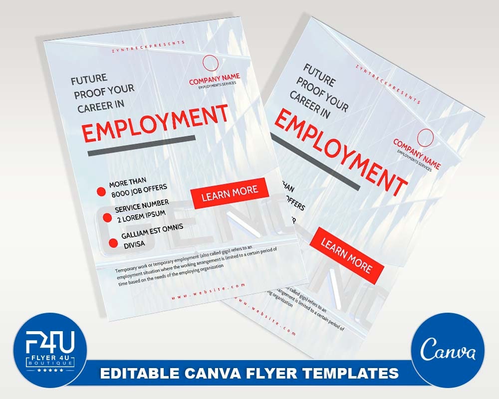Temporary Employment Agency Flyer DIY Canva Temporary - Etsy Canada