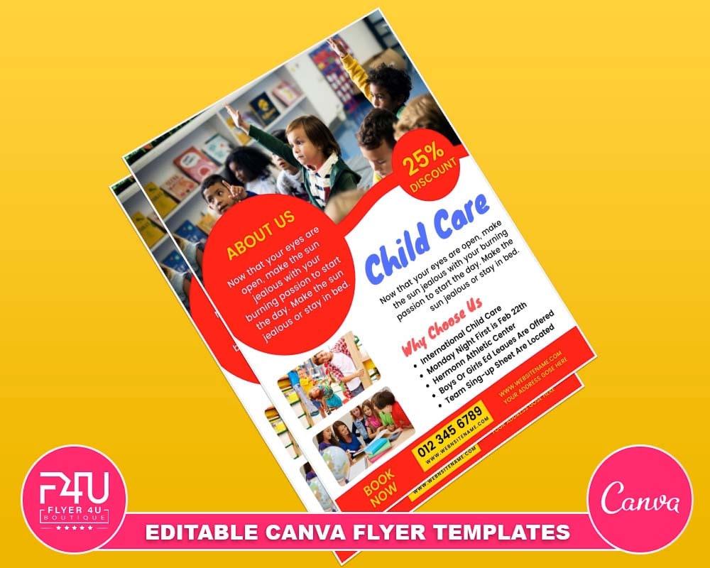 Child Care Flyer, DIY Canva Child Care Flyer, Editable Canva US Letter ...