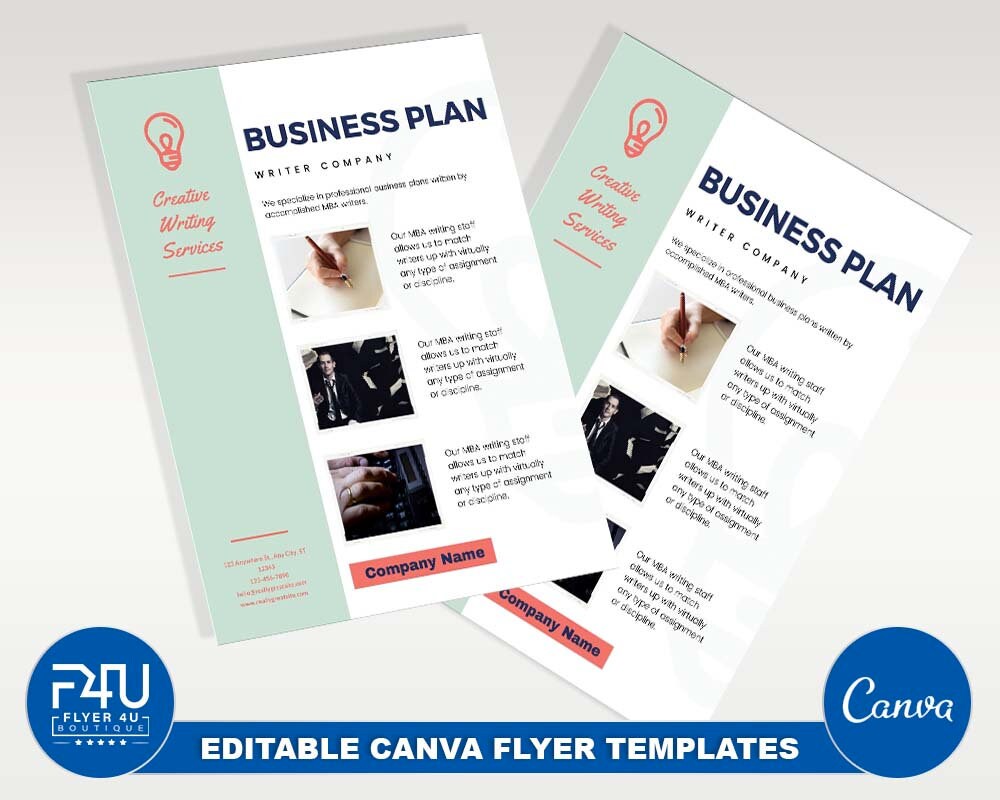 Business Plan Writer Flyer DIY Canva Business Plan Writer | Etsy