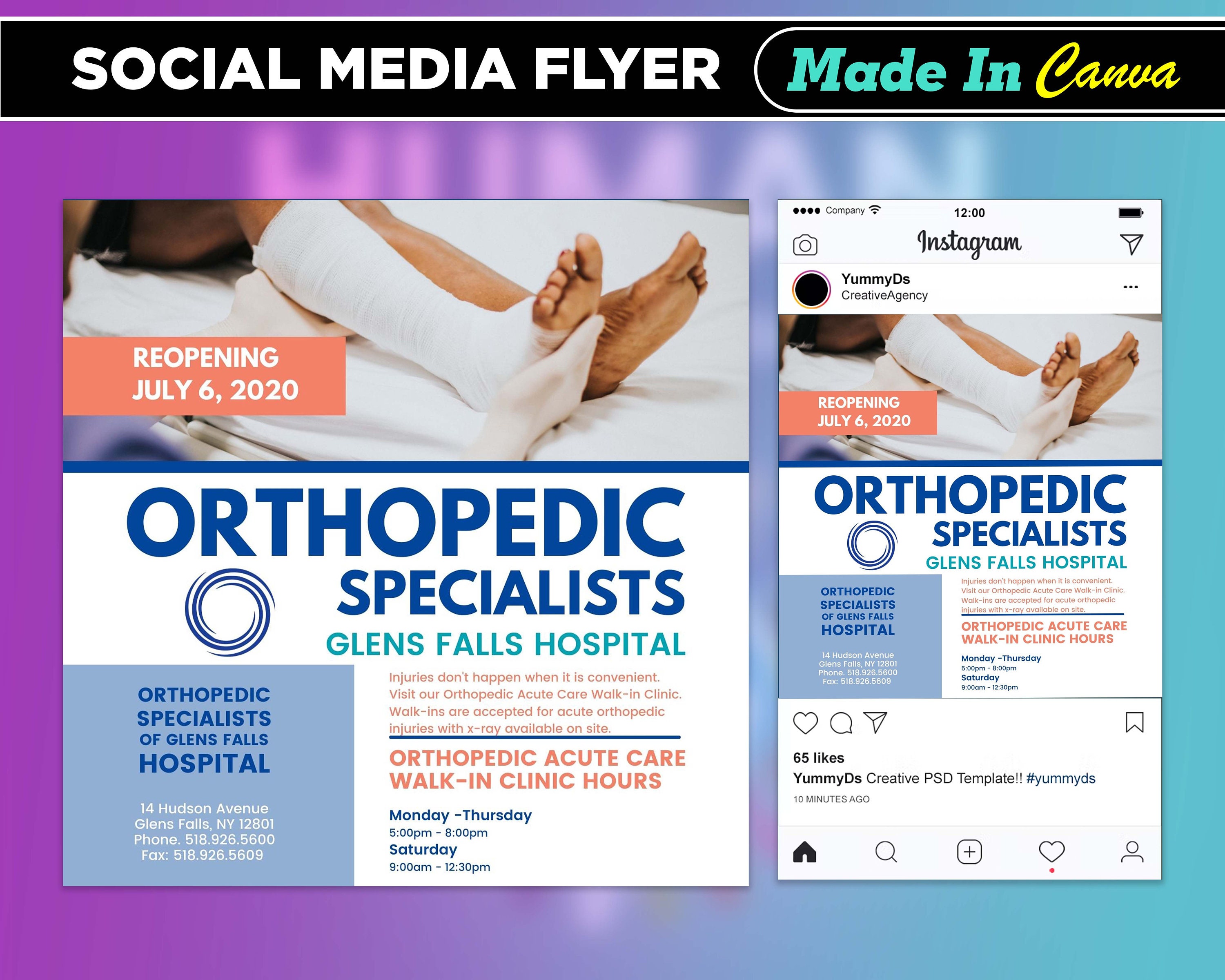 Hospital Orthopedic Flyer DIY Canva Hospital Orthopedic Flyer - Etsy
