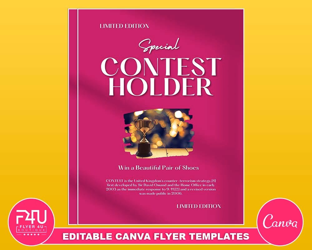 Contest Holder Flyer, DIY Canva Contest Holder Flyer, Editable Canva US ...