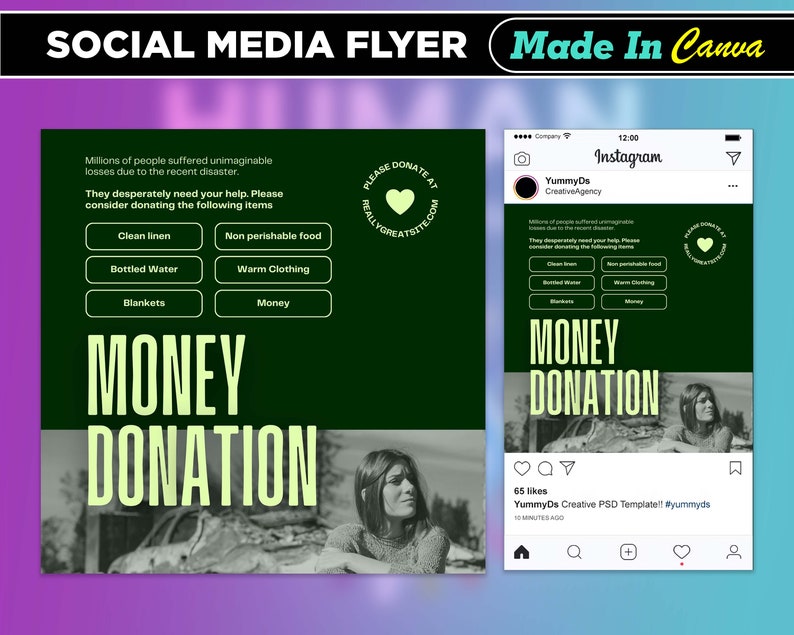 Money Donation Flyer DIY Canva Money Donation Flyer Template - Etsy