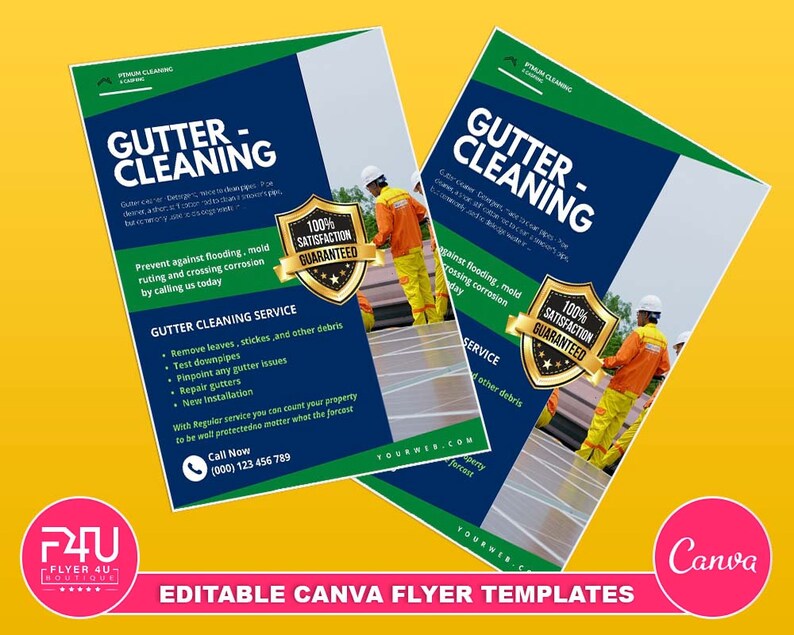 Gutter Cleaning Flyer, DIY Canva Gutter Cleaning Flyer Template 2022 ...