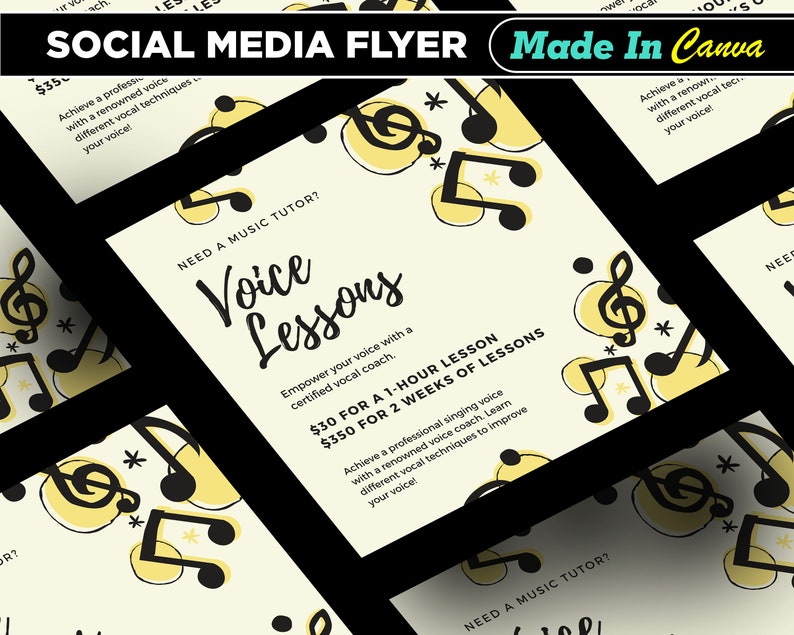 Voice Lessons Flyer, DIY Canva Voice Lessons Flyer Template 2022 ...