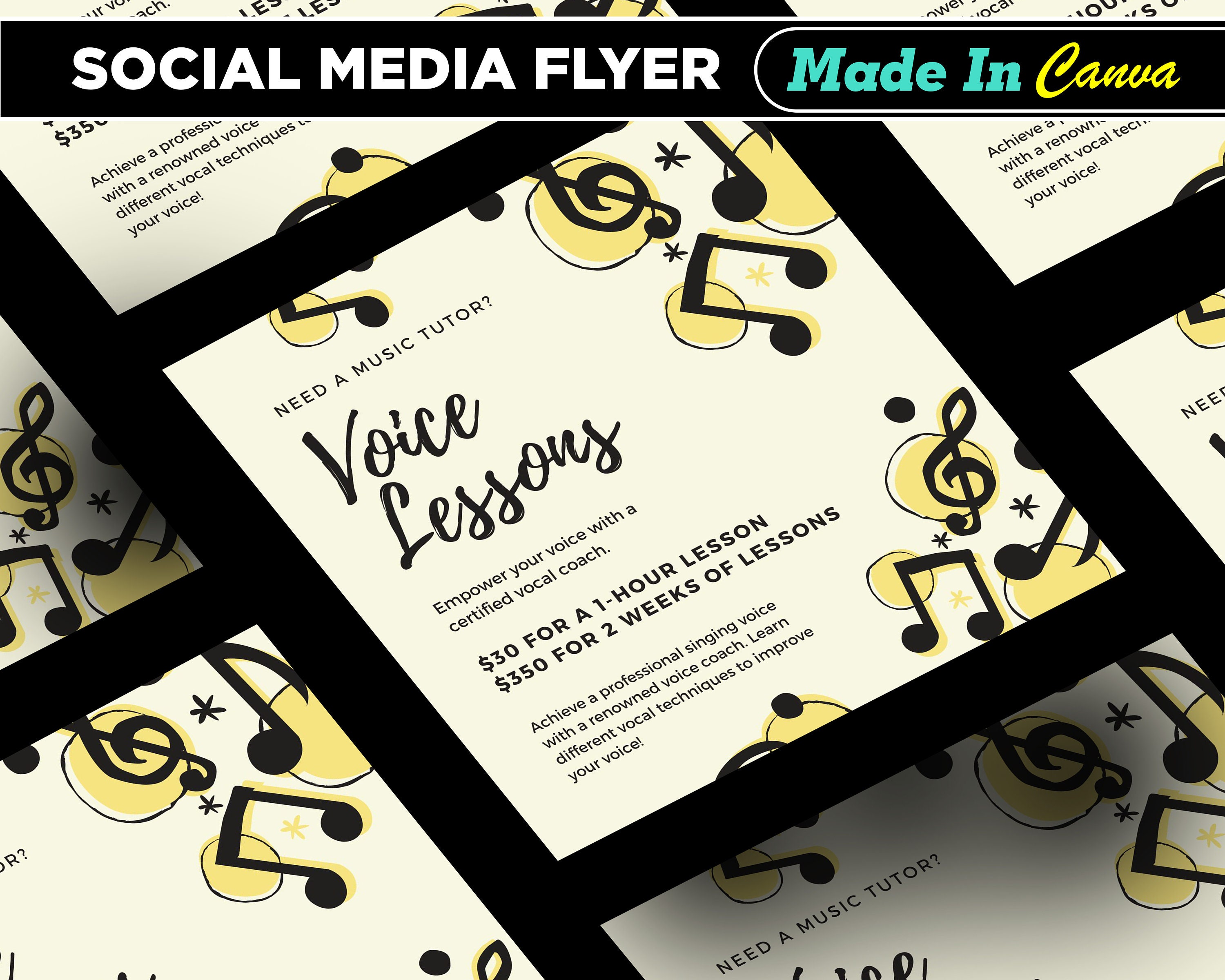 Voice Lessons Flyer, DIY Canva Voice Lessons Flyer Template 2022 ...