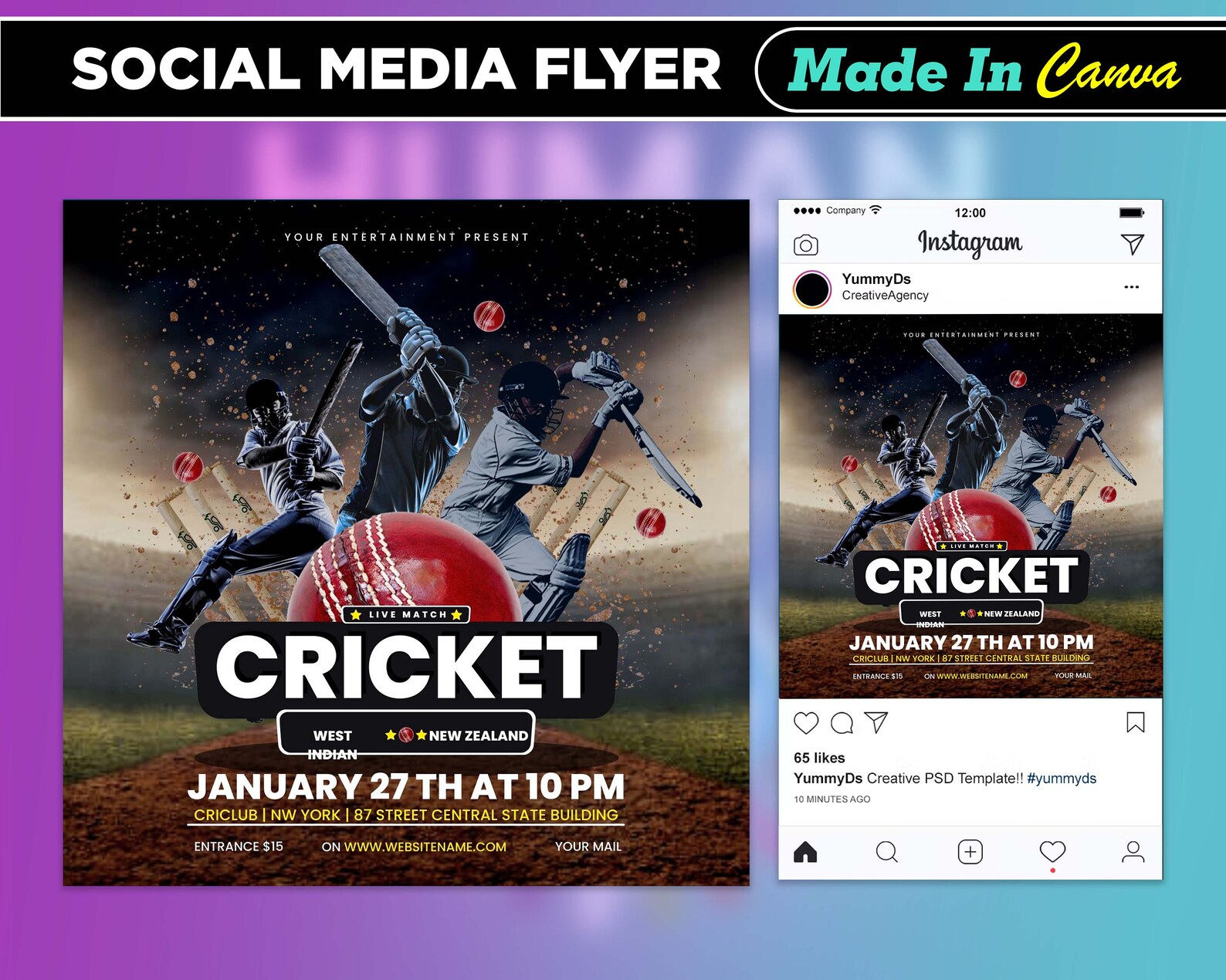Cricket Tournament Flyer, DIY Canva Cricket Tournament Flyer Template ...