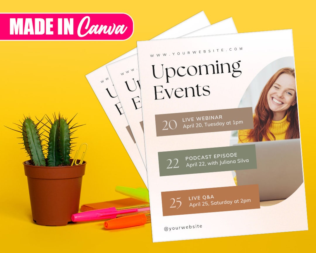 Upcoming Events Flyer, DIY Canva Upcoming Events Flyer Template ...