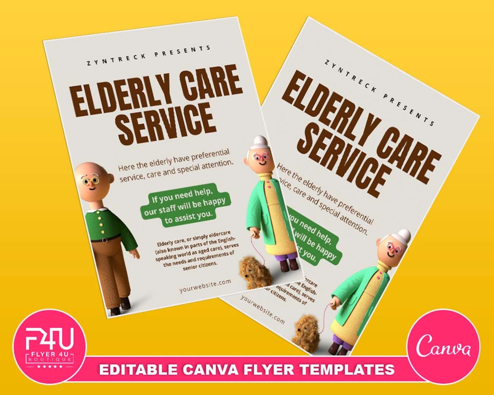 Elderly Care Service Flyer, DIY Canva Elderly Care Service Flyer ...