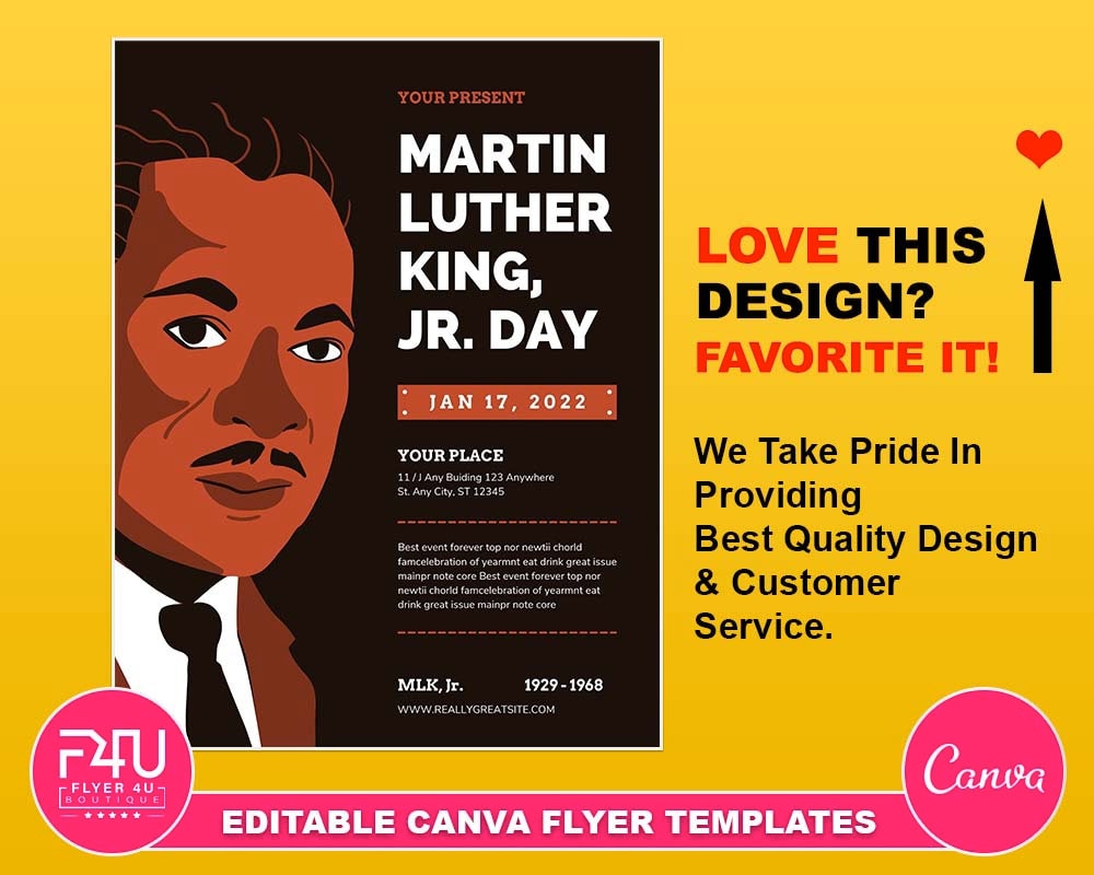 Martin Luther King Jr. Day Flyer, DIY Canva Martin Luther King Jr. Day ...