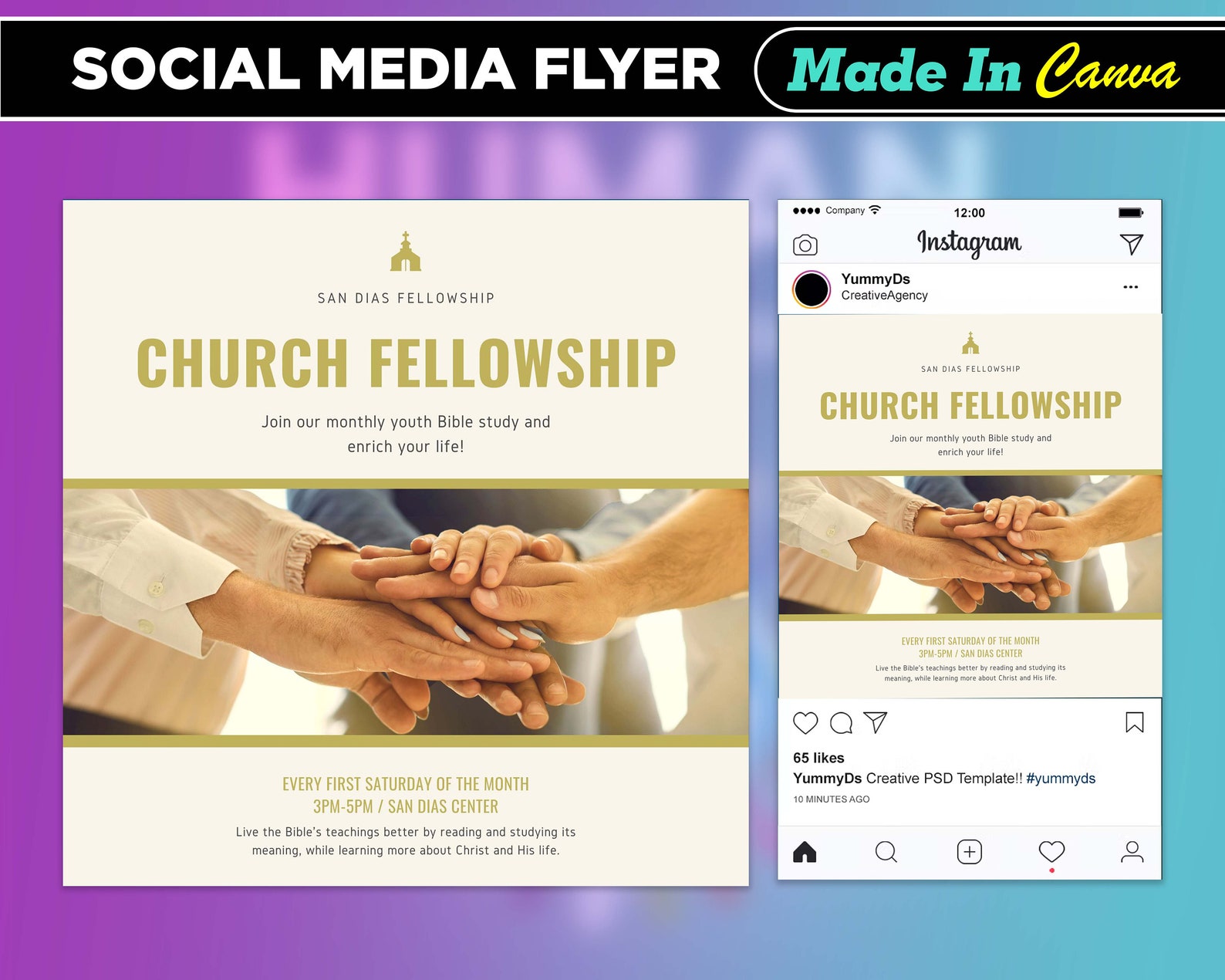 Church Fellowship Flyer, DIY Canva Church Fellowship Flyer Template ...