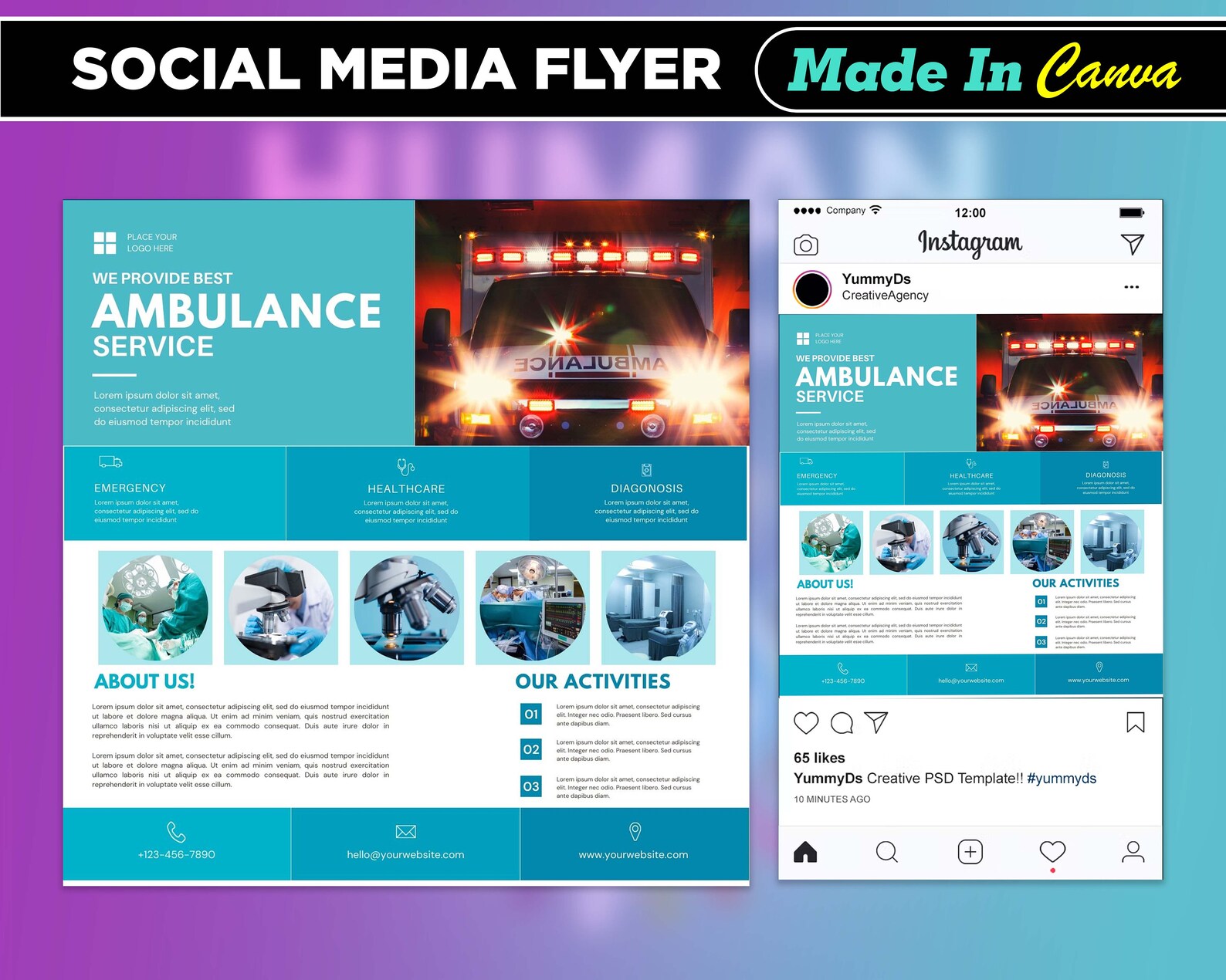 Ambulance Service Flyer, DIY Canva Ambulance Service Flyer Template ...