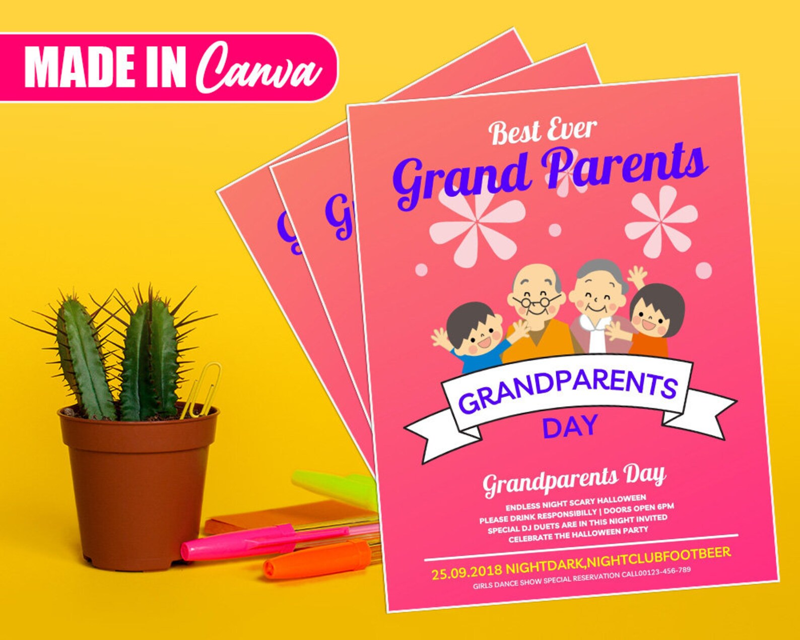 Grandparents Day Flyer, DIY Canva Grandparents Day Flyer Template 2022 ...