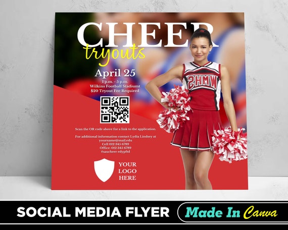 Cheerleading Flyer DIY Canva Cheerleading Flyer Template - Etsy