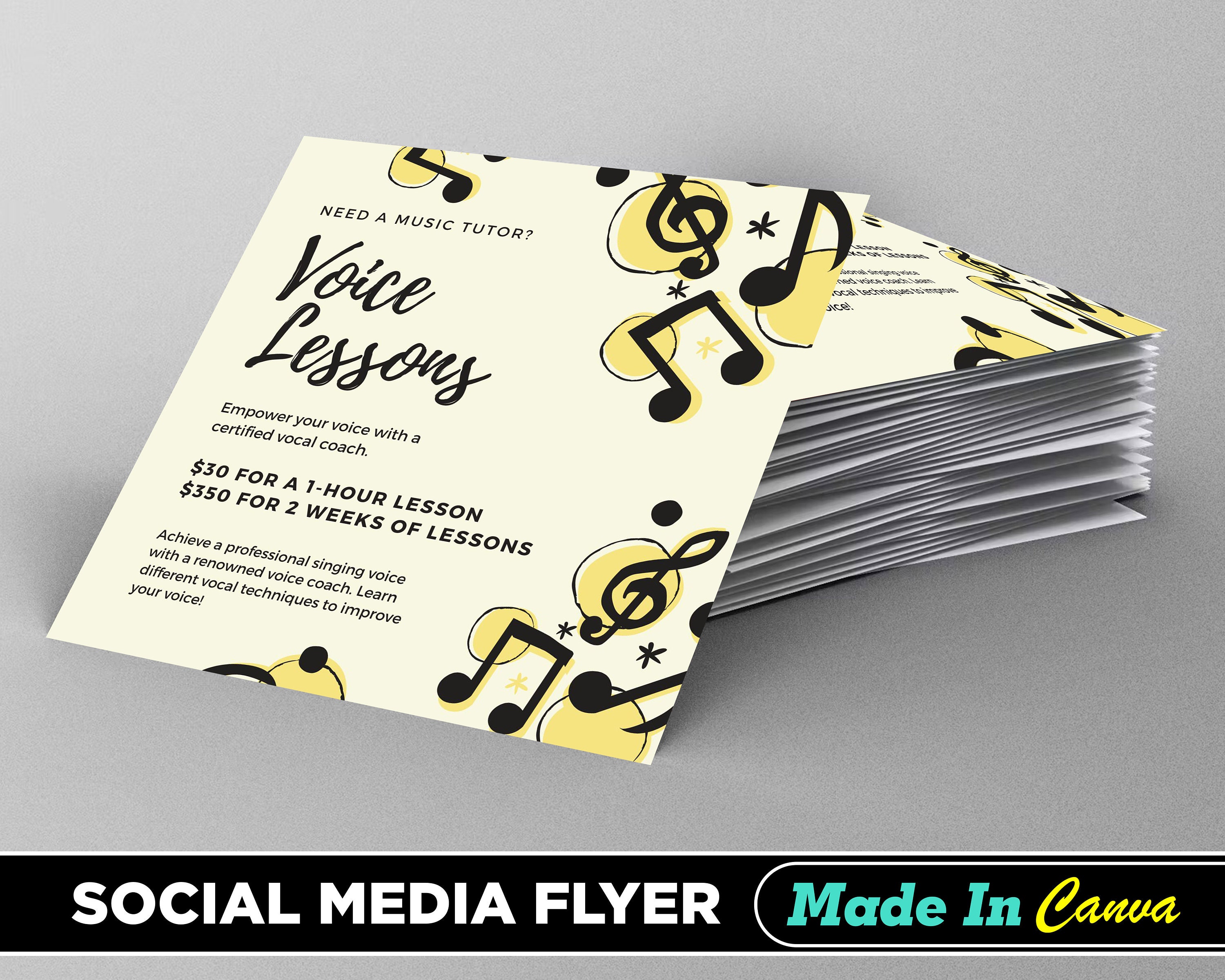 Voice Lessons Flyer, DIY Canva Voice Lessons Flyer Template 2022 ...