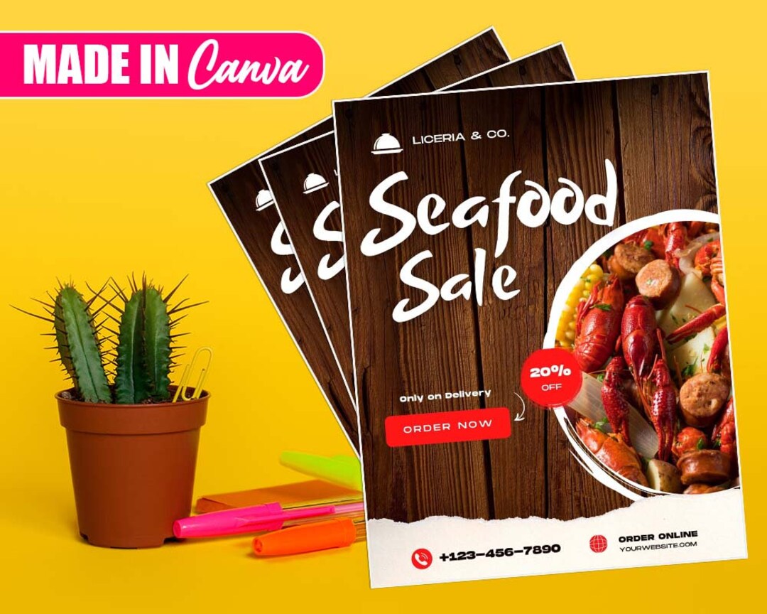 Seafood Sale Flyer, DIY Canva Seafood Sale Flyer Template, Editable US ...