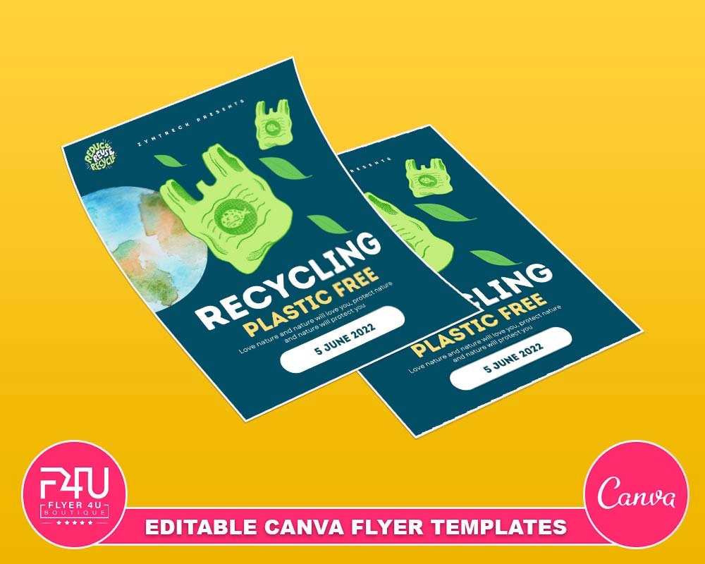 Recycling Flyer DIY Canva Recycling Flyer Editable Canva US - Etsy