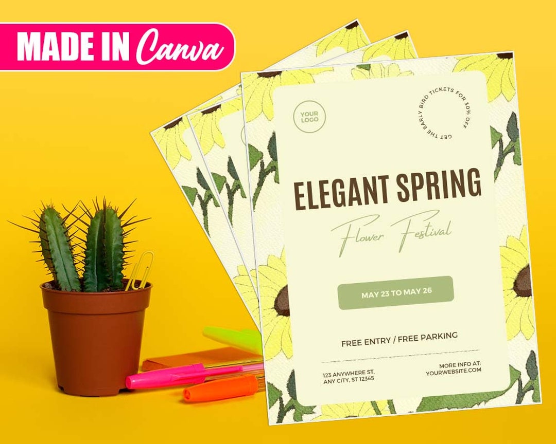 Elegant Spring Flyer, DIY Canva Elegant Spring Flyer Template, Editable ...