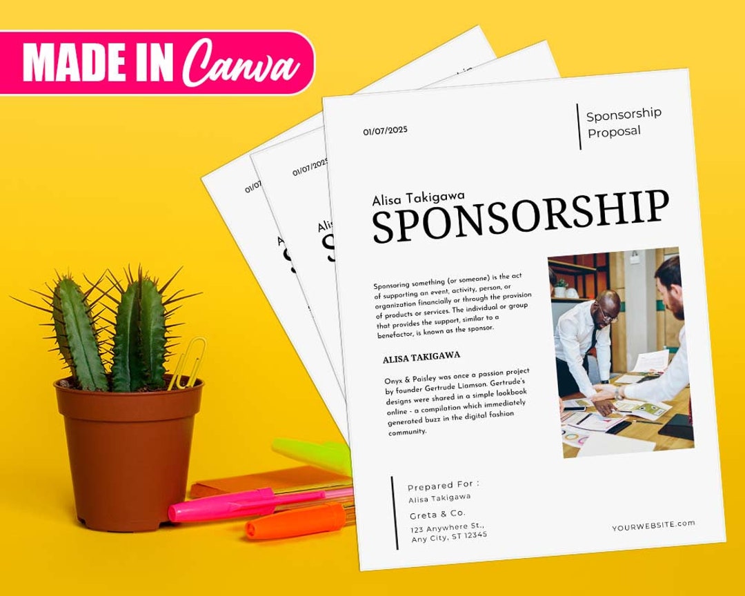 Sponsorship Flyer, DIY Canva Sponsorship Templates, Editable Canva US ...