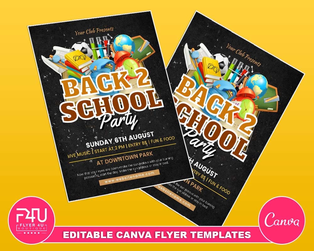 School Party Flyer, DIY Canva School Party Flyer, Editable Canva US ...