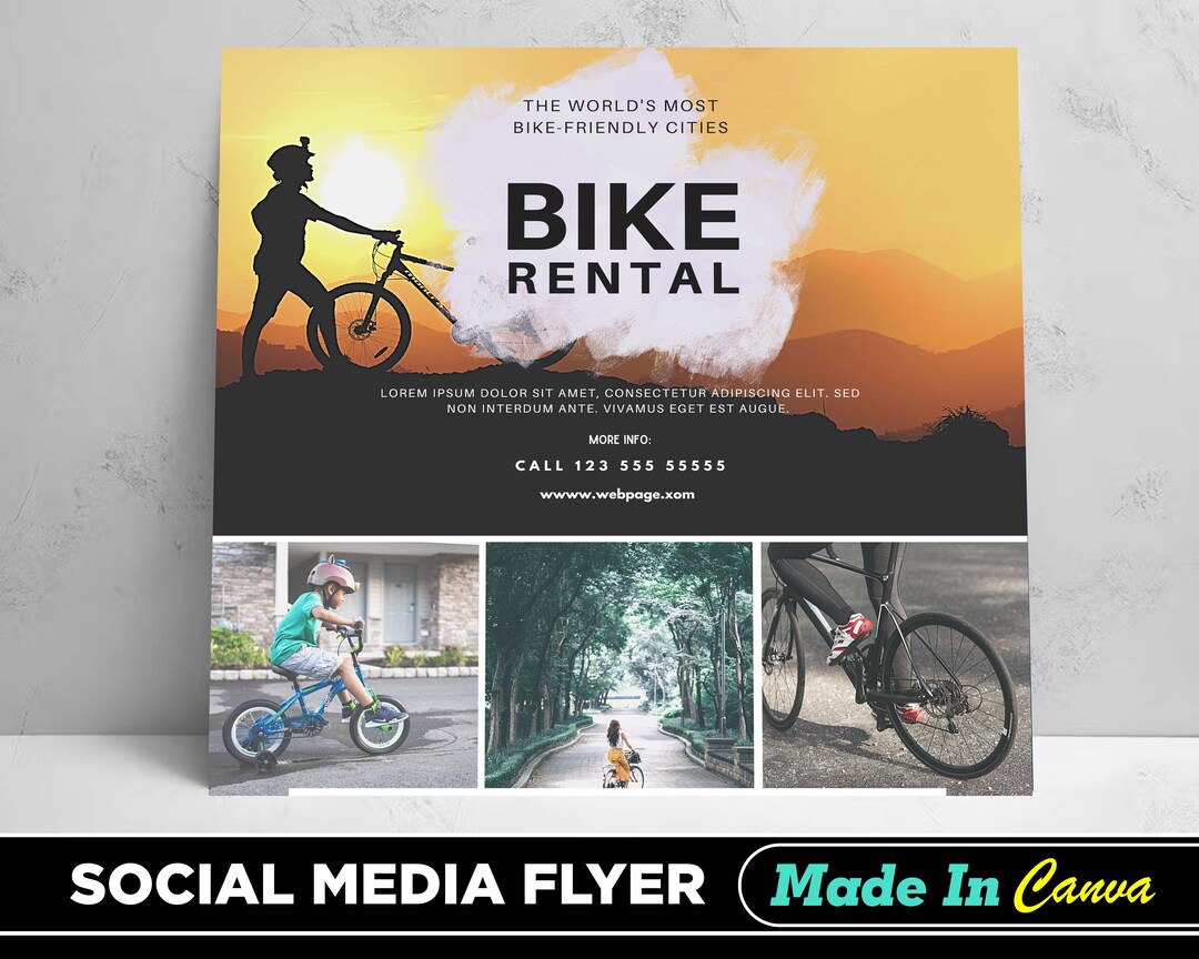 Bicycle Rentals Flyer, DIY Canva Bicycle Rentals Flyer Template 2022 ...