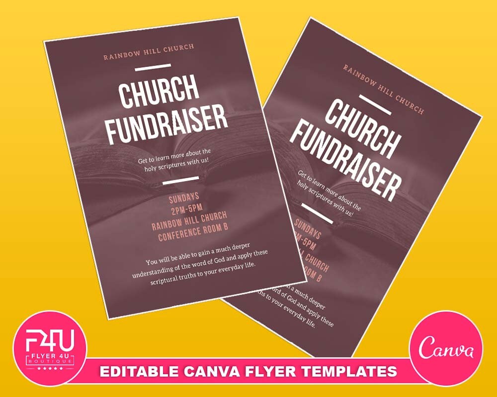Church Fundraiser Flyer DIY Canva Church Fundraiser Flyer - Etsy