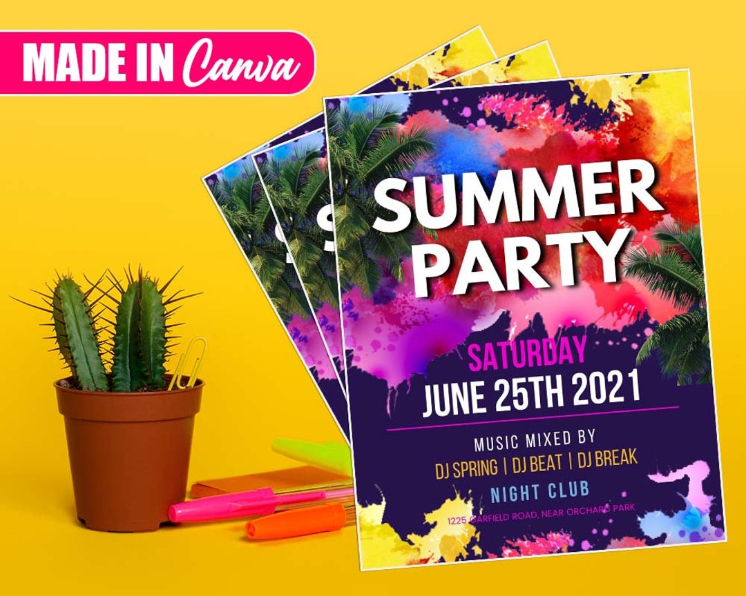 Summer Flyer, DIY Canva Summer Flyer Template 2022, Editable Canva US ...
