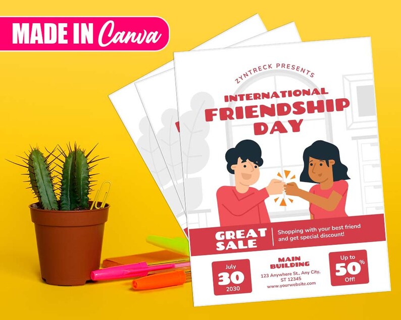 International Friendship Day Flyer, DIY Canva Friendship Day Flyer ...