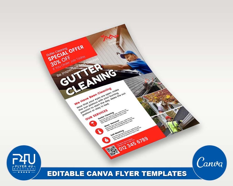 Gutter Cleaning Flyer, DIY Canva Gutter Cleaning Flyer Template 2022 ...