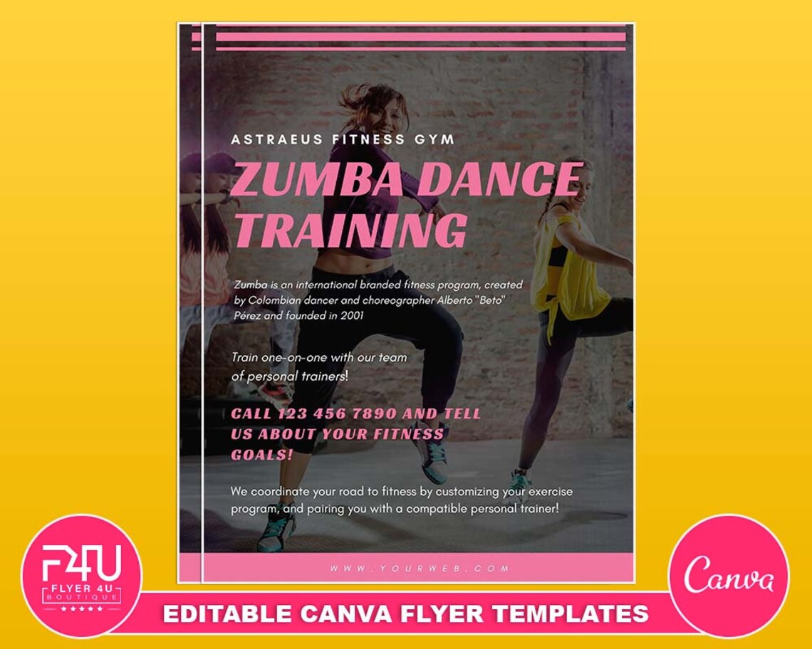 Zumba Dance Training Flyer DIY Canva Zumba Dance Training - Etsy