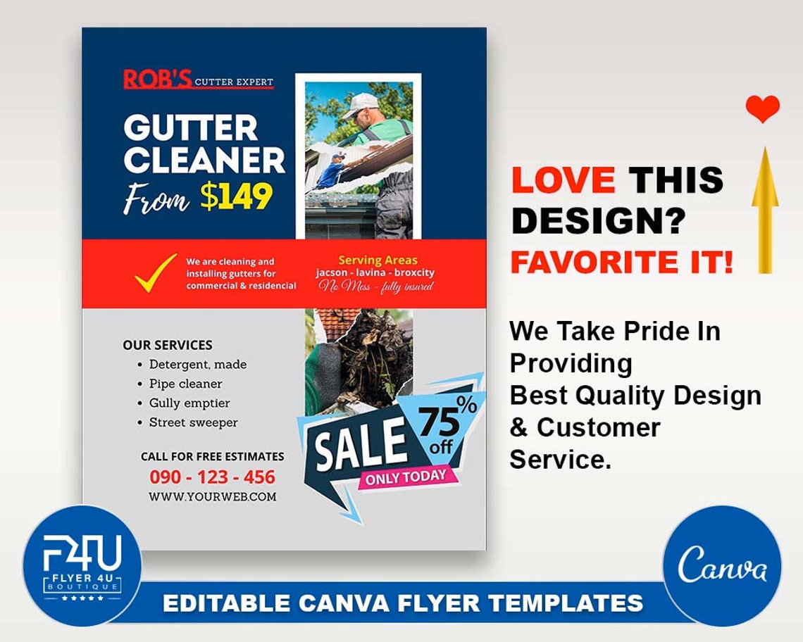 Gutter Cleaning Flyer DIY Canva Gutter Cleaning Flyer - Etsy