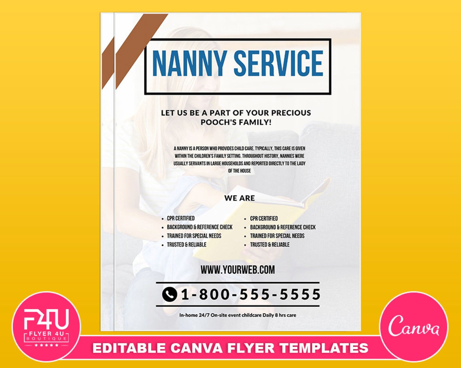 Nanny Service Flyer DIY Canva Nanny Service Flyer Template - Etsy