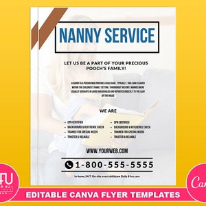 Nanny Service Flyer DIY Canva Nanny Service Flyer Template - Etsy