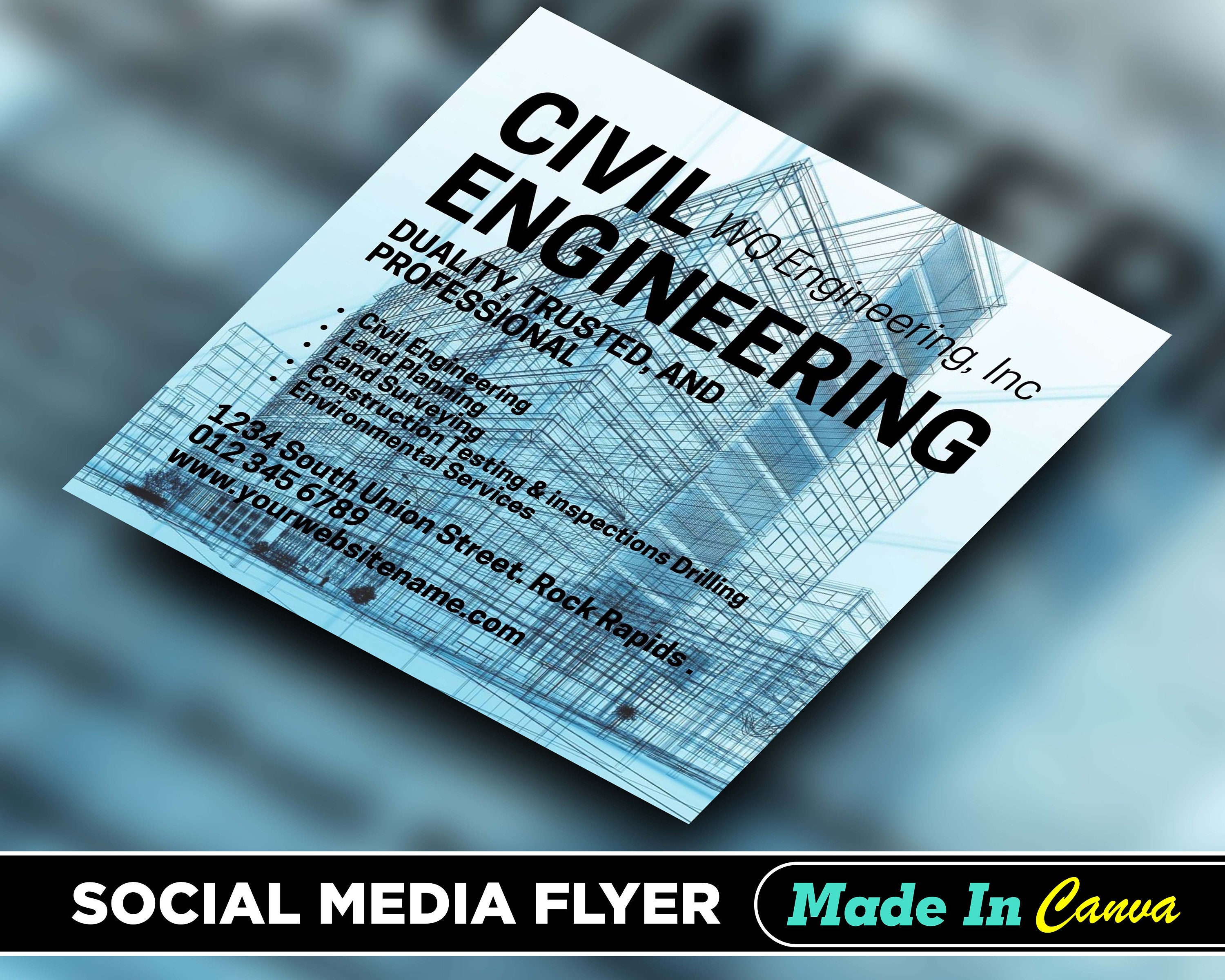 Civil Engineering Flyer, DIY Canva Civil Engineering Flyer Template ...