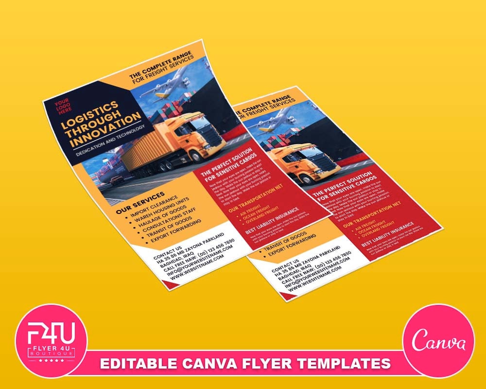 Freight Flyer, DIY Canva Freight Flyer, Editable Canva US Letter Size ...