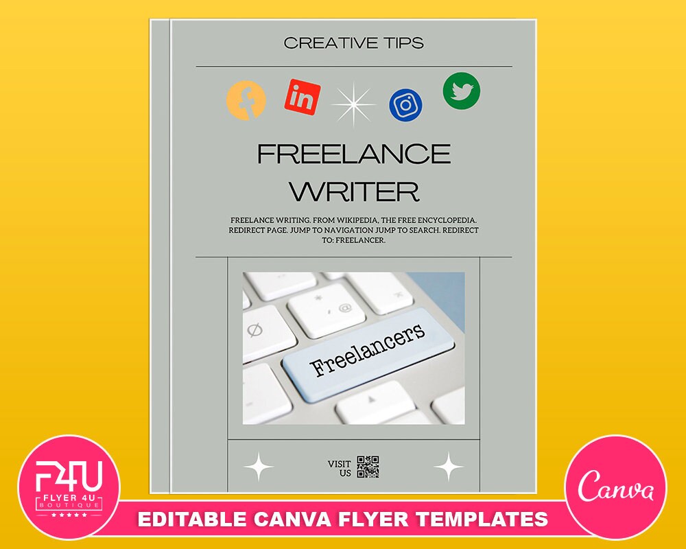 Freelance Writer Flyer DIY Canva Freelance Writer Flyer - Etsy