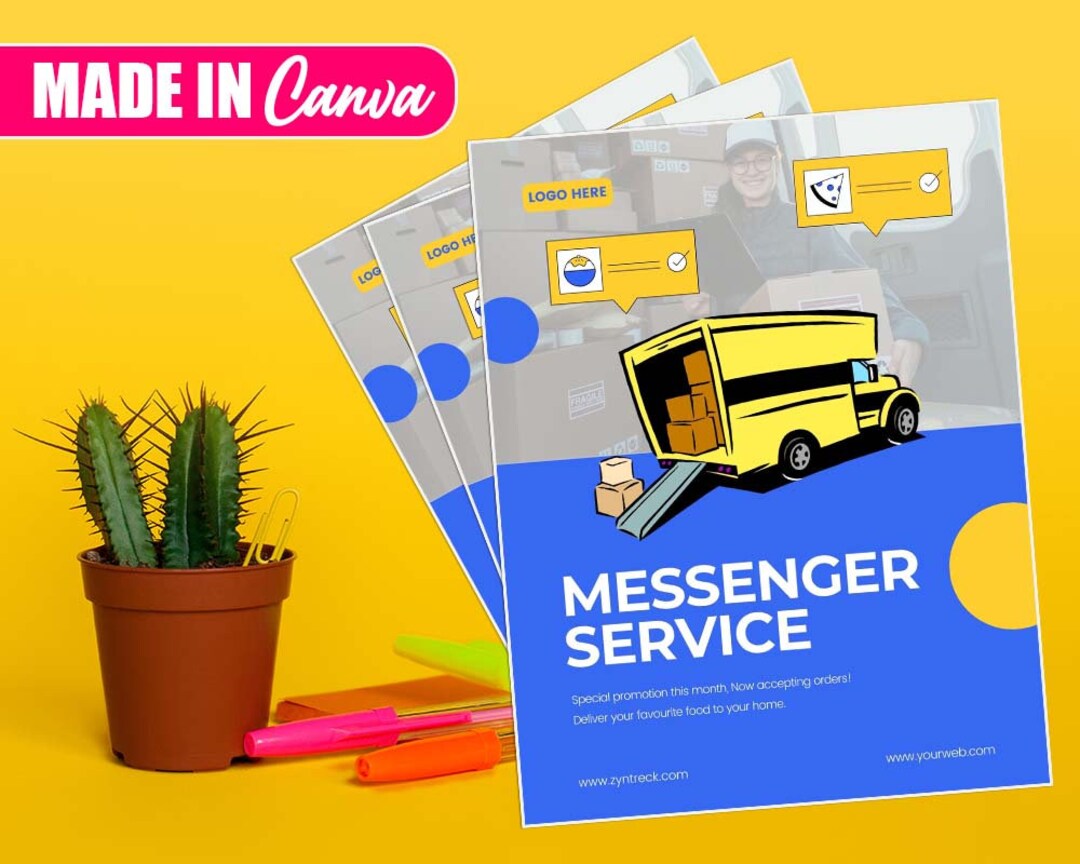 Messenger Service Flyer, DIY Canva Messenger Service Flyer Template ...