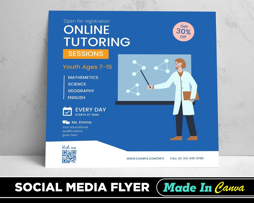 Tutoring Flyer, DIY Canva Tutoring Flyer Template, Editable Canva ...