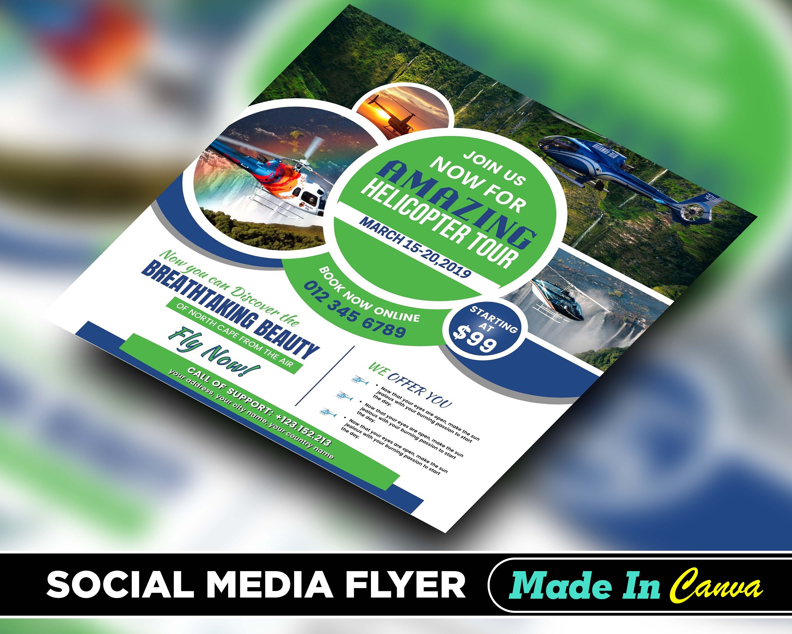 Helicopter Ride Flyer, DIY Canva Helicopter Ride Flyer Template 2022 ...