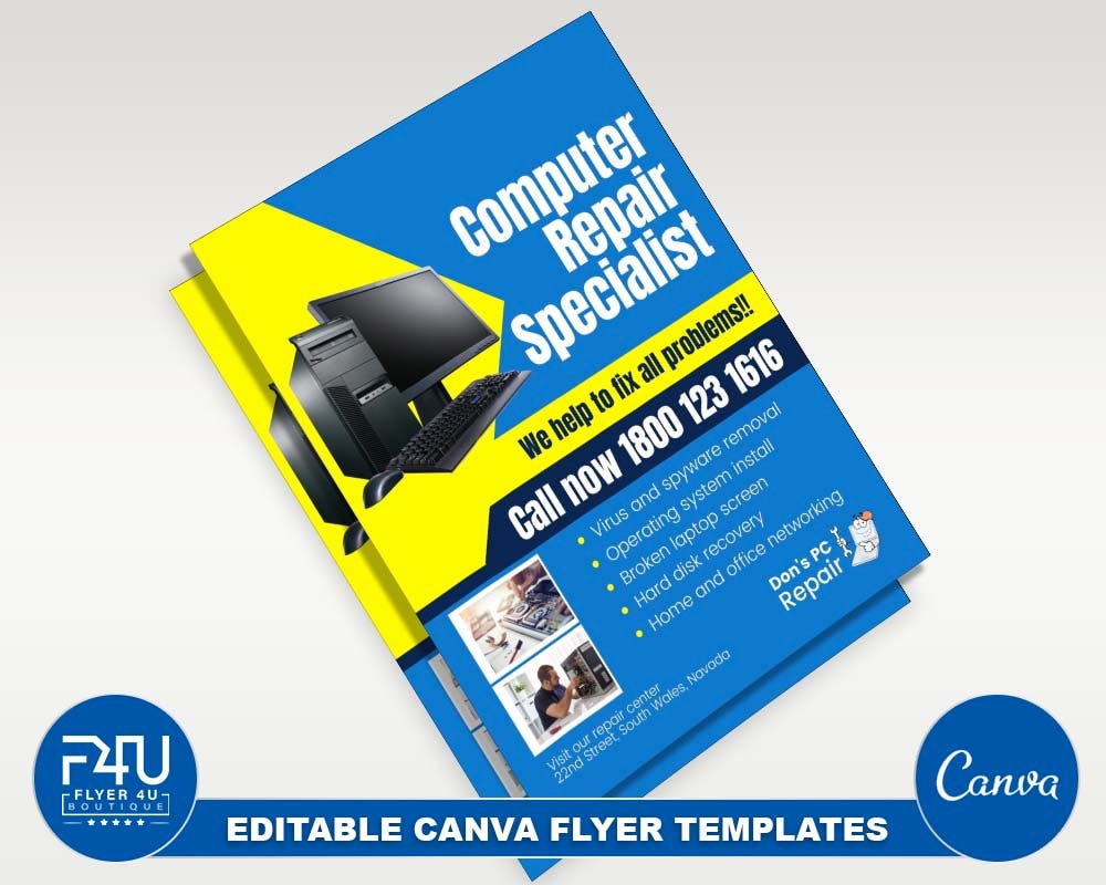 Computer Repair Flyer DIY Canva Computer Repair Flyer - Etsy