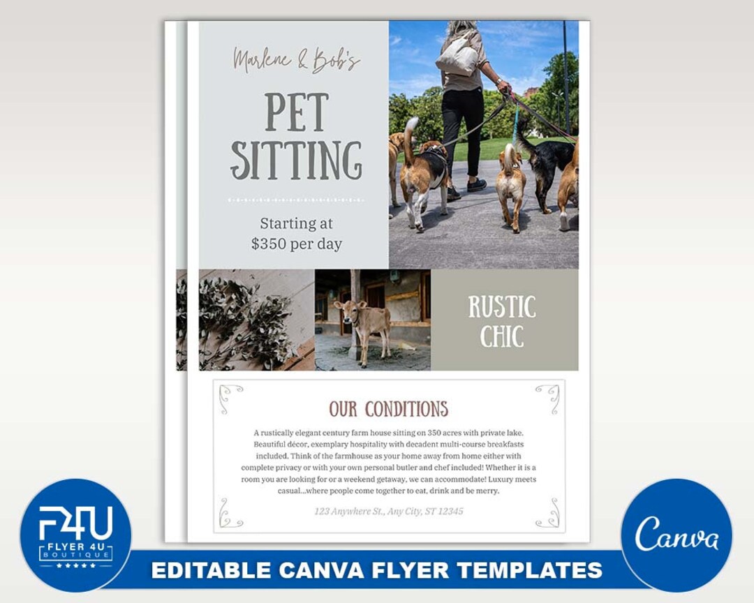 Pet Sitting Flyer DIY Canva Pet Sitting Flyer Template 2022 - Etsy