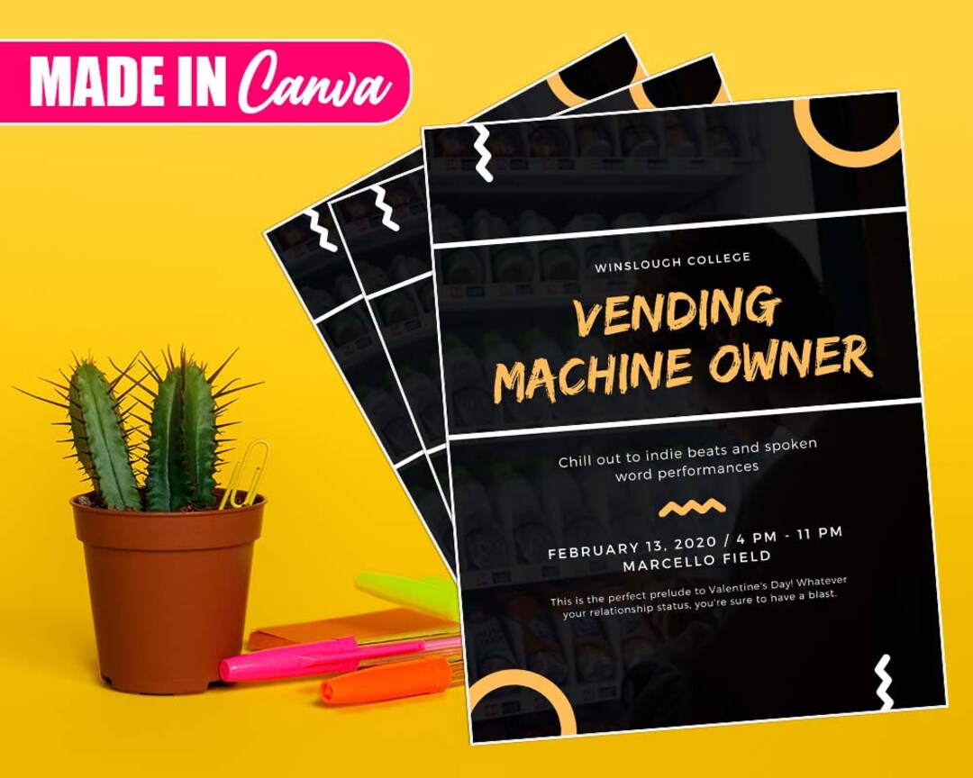 Vending Machine Flyer, DIY Canva Vending Machine Template 2022 ...