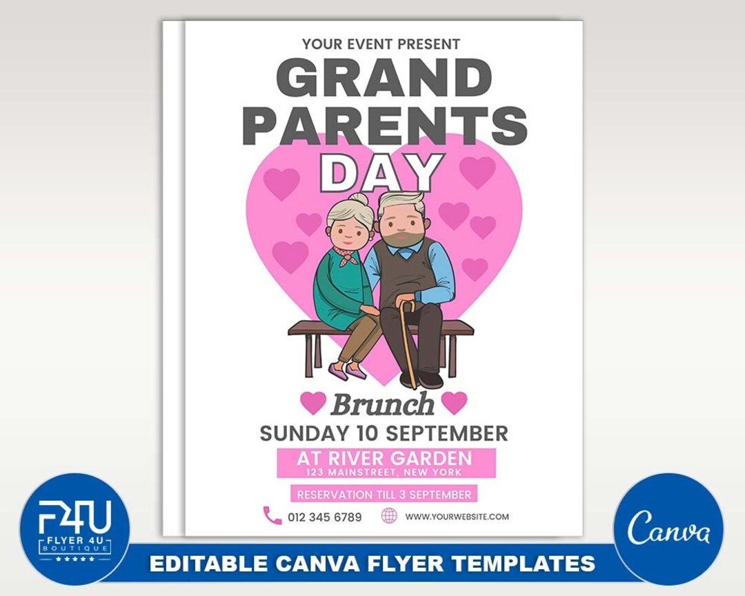 Grandparents Day Flyer, DIY Canva Grandparents Day Flyer Template 2022 ...