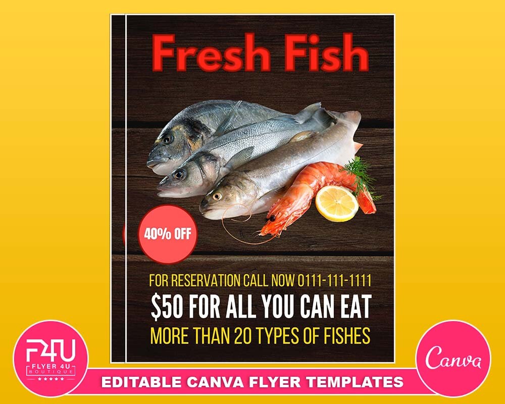 Fish Sale Flyer, DIY Canva Fish Sale Templates, Editable Canva US ...