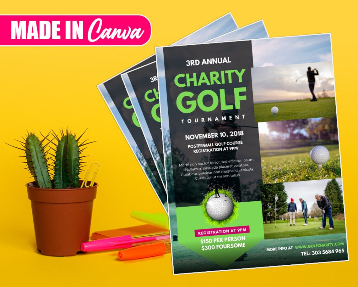 Golf Tournament Flyer DIY Canva Golf Tournament Templates - Etsy