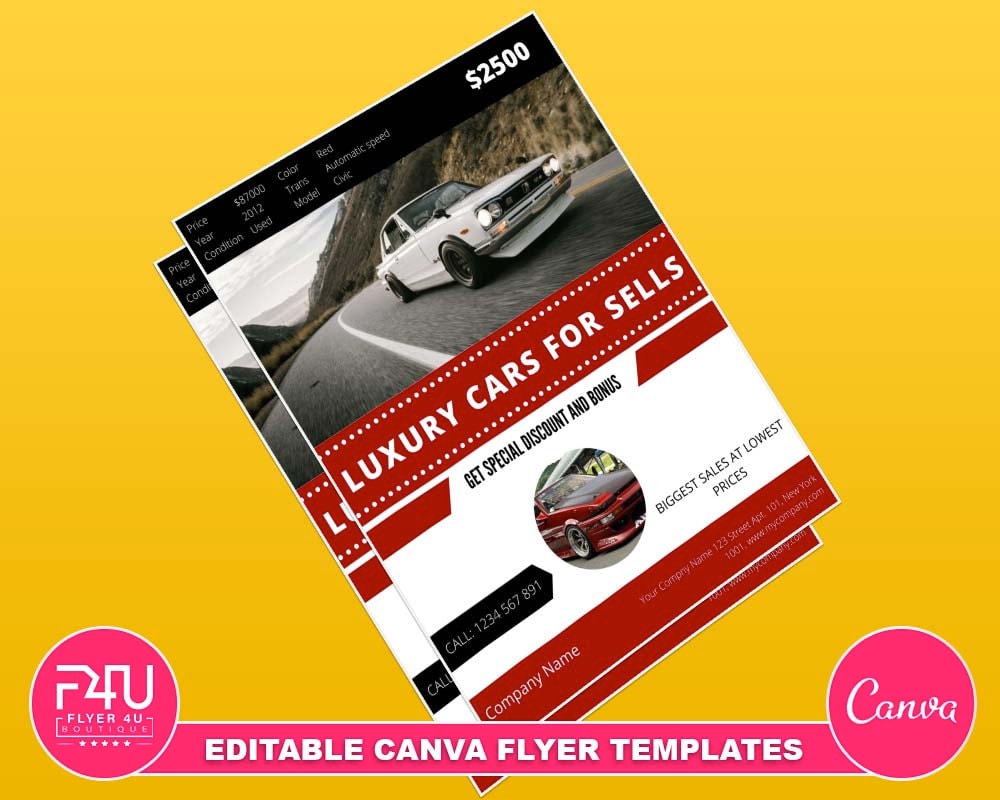 Car Automobile Flyer DIY Canva Template 2022 Editable Canva - Etsy