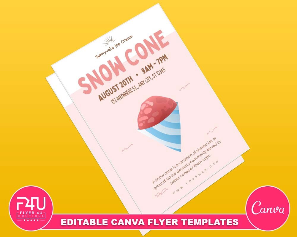Snow Cone Flyer, DIY Canva Snow Cone Templates, Editable Canva US ...